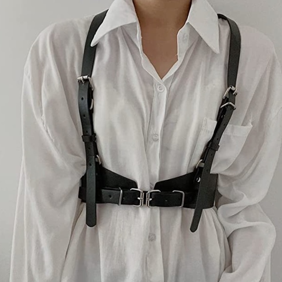 Boutique | Accessories | Waist Body Chain Black Leather Goth Belt ...